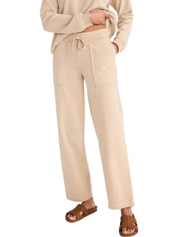 HAVEN WELL WITHIN Garment-dyed Organic Cotton Terry Lounge Pants - Garment Dye Willow Bark