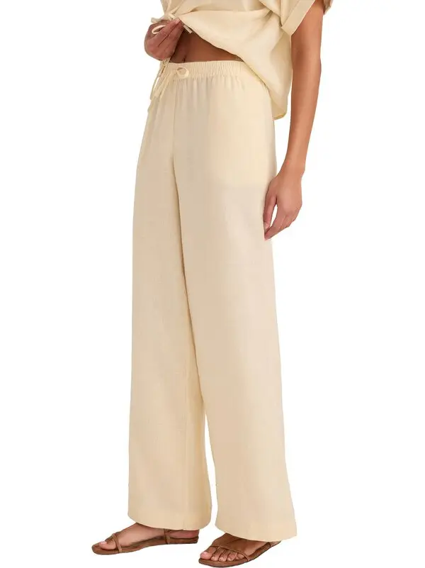HAVEN WELL WITHIN Linen Wide Leg Pants - Corn Stalk