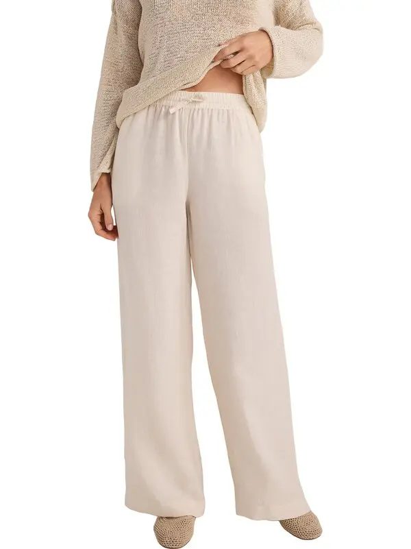 HAVEN WELL WITHIN Linen Wide Leg Pants - Sandstone