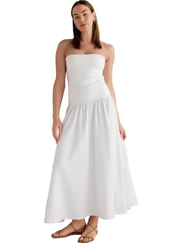 HAVEN WELL WITHIN Organic Cotton Modal Strapless Maxi Dress - White