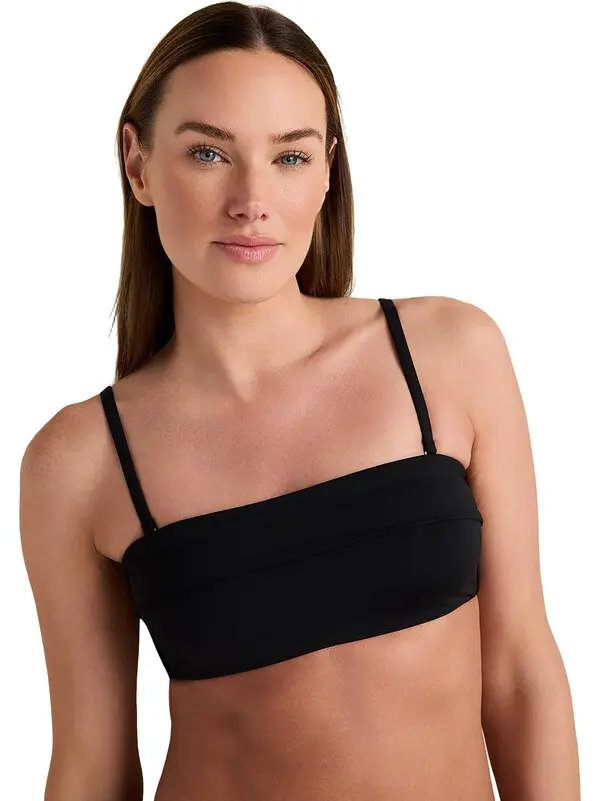 HAVEN WELL WITHIN Foldover Bandeau Swim Top - Black