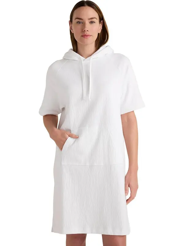 HAVEN WELL WITHIN Cotton French Terry Hooded Dress - White