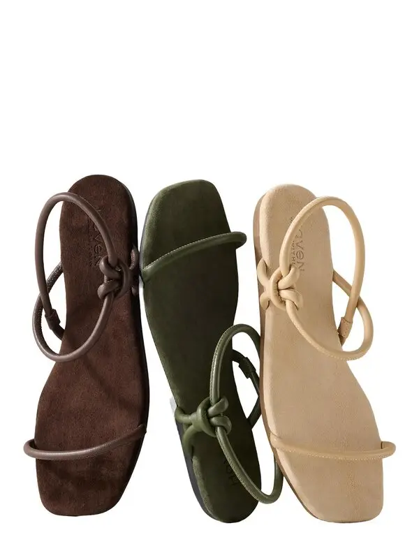 HAVEN WELL WITHIN Leather Double Strap Knot Sandals - Buff