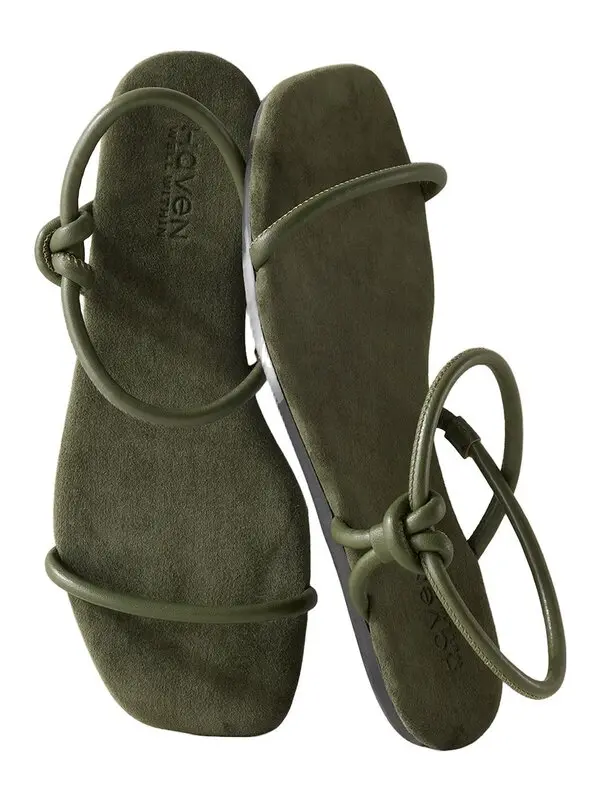 HAVEN WELL WITHIN Leather Double Strap Knot Sandals - Deep Willow
