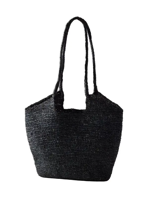 HAVEN WELL WITHIN Raffia Tote Bag - Black