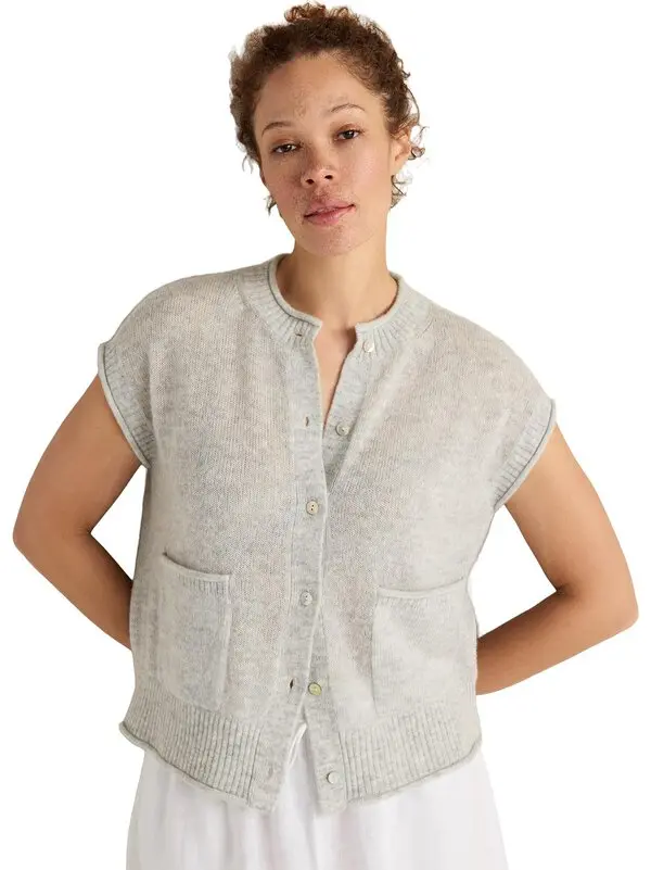 HAVEN WELL WITHIN Merino Wool Cashmere Blend Sweater Vest - Misted Grey
