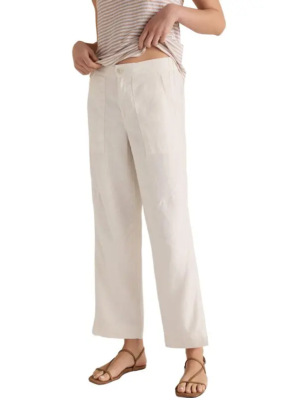 HAVEN WELL WITHIN Heavyweight Linen Wide Leg Pants - Ivory