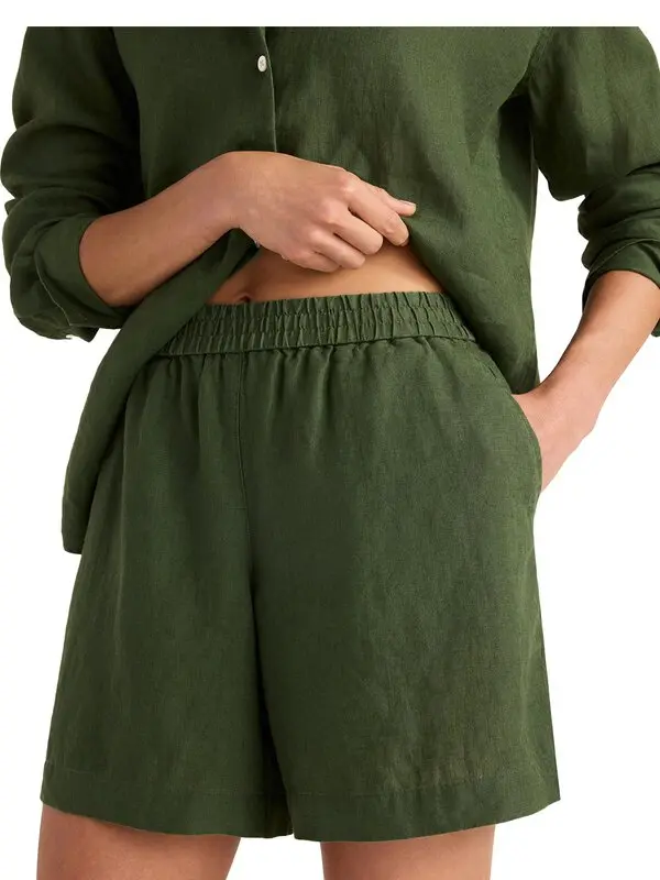 HAVEN WELL WITHIN Linen Shorts - Lush Palm
