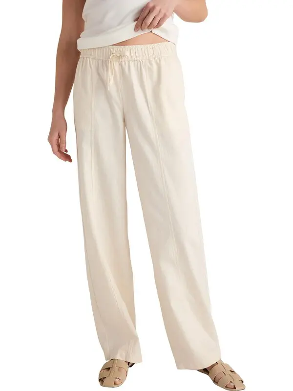 HAVEN WELL WITHIN Cotton Denim Barrel Leg Pants - Ecru