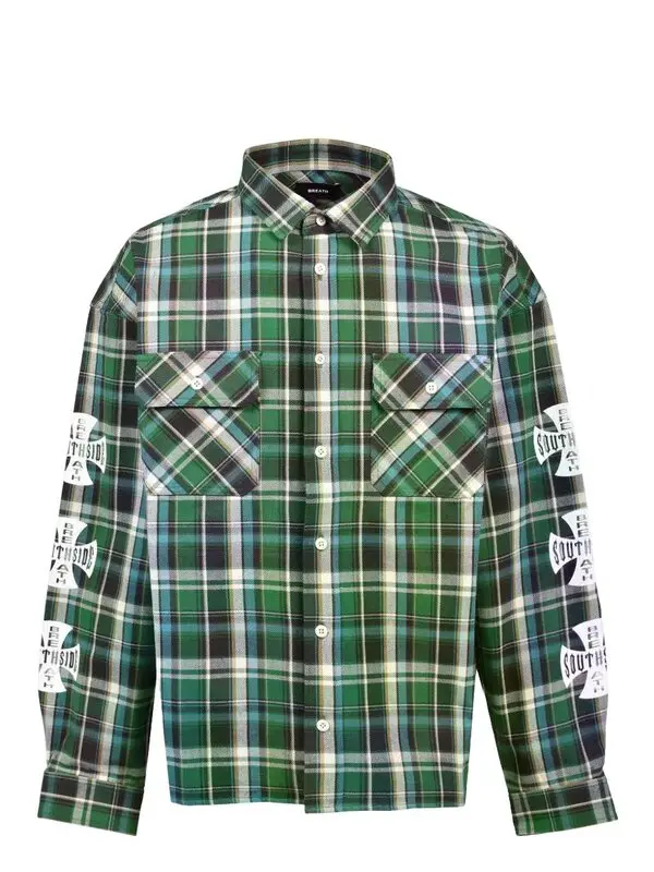 BREATH Tartan-check Graphic-print Shirt - Green