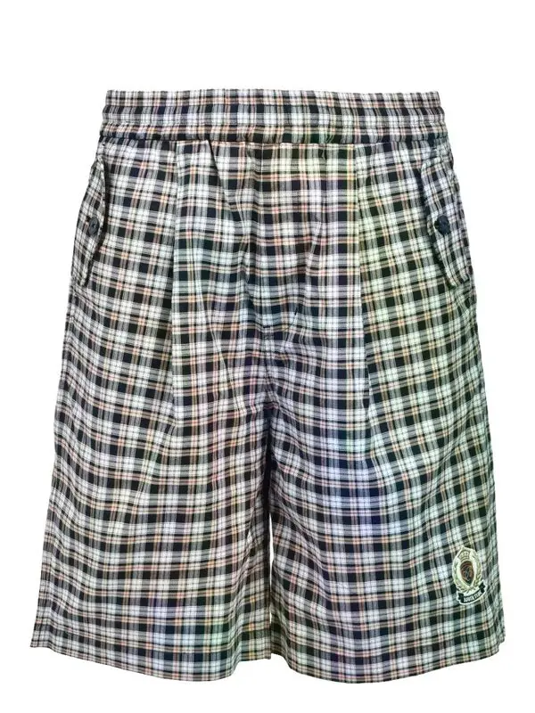 BREATH Embroidered Logo Check Pattern Shorts - White
