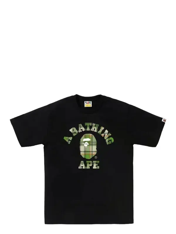A BATHING APE Ape Head Check-print T-shirt - Black