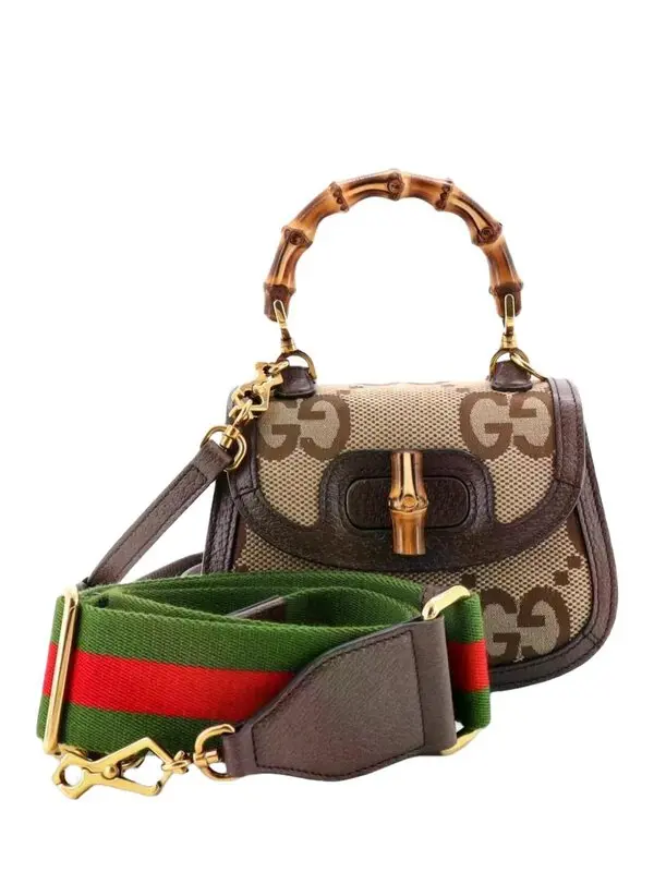 Gucci Bamboo 1947 Jumbo Gg Canvas Mini Crossbody Bag - Brown
