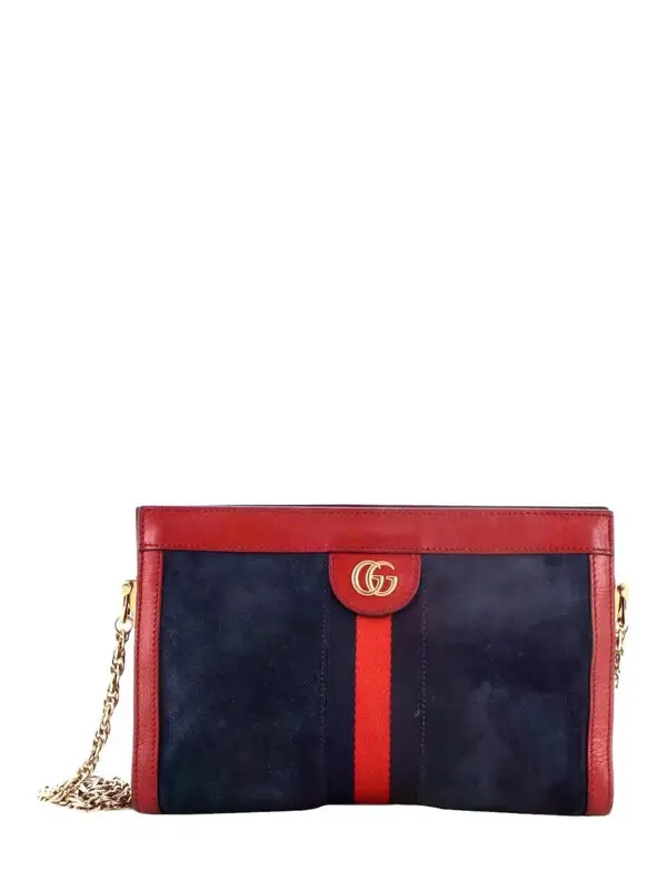 Gucci Ophidia Chain Suede Small Shoulder Bag - Blue