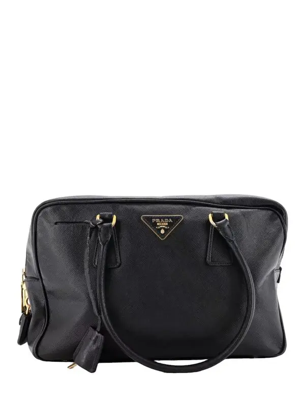 Prada Saffiano Leather Medium Bauletto Handbag - Black