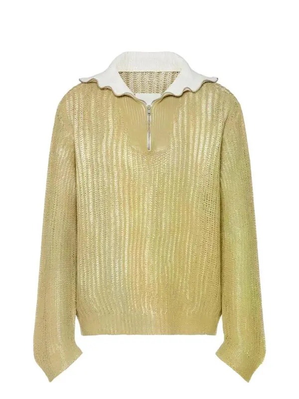 MAISON MARGIELA Ribbed Knit Half-zip Sweatshirt - Neutrals