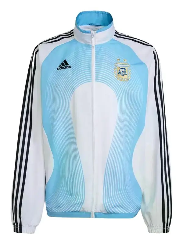 Adidas Three-stripe Zip Jacket With Embroidered Logo - Blue