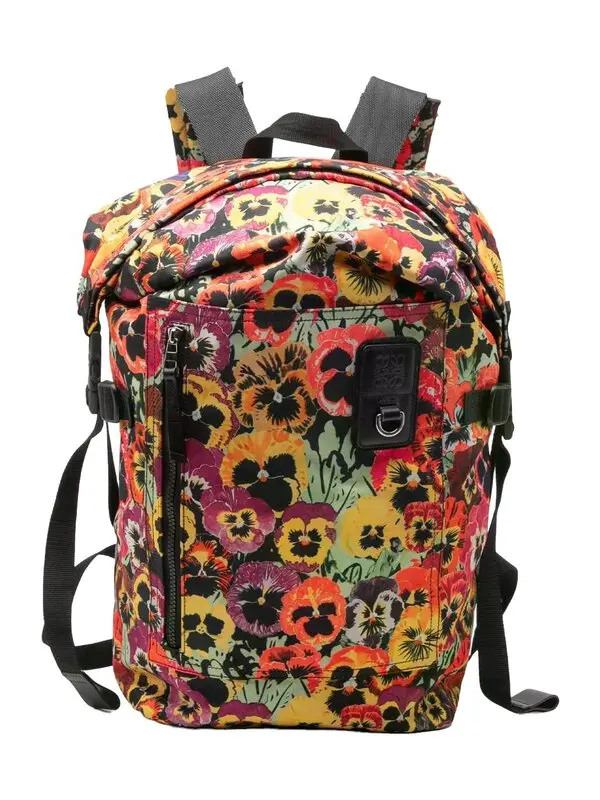 Loewe Joe Brainard Nylon Pansies Roll Top Backpack - Multicolour