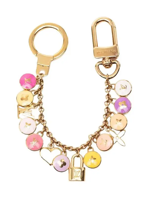 LOUIS VUITTON Tone Enamel Charm Bag Charm Key Chain - Gold