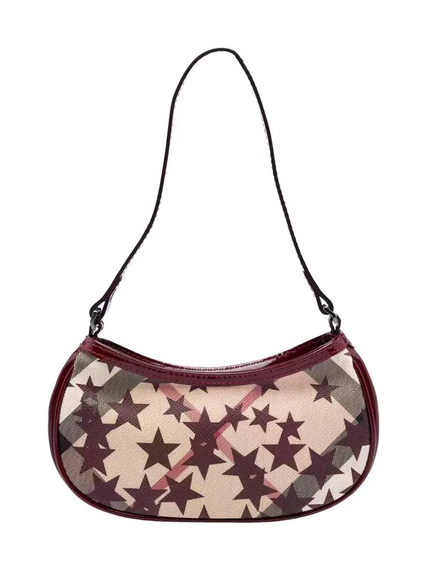 Burberry Mini Supernova Check Coated Canvas Stars Hobo Shoulder Bag - Neutrals