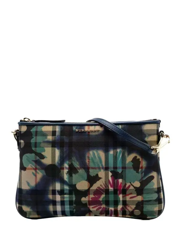 Burberry Peyton Floral Print Haymarket Canvas Crossbody Bag - Blue