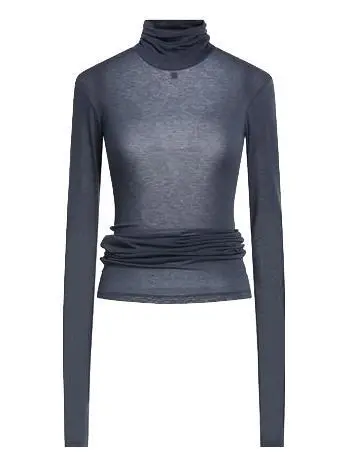 MANILA GRACE Viscose Blend Turtleneck Long Sleeve T-shirt - Grey