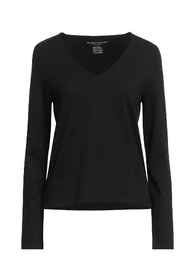 Majestic Filatures Long Sleeve V-neck Top - Black
