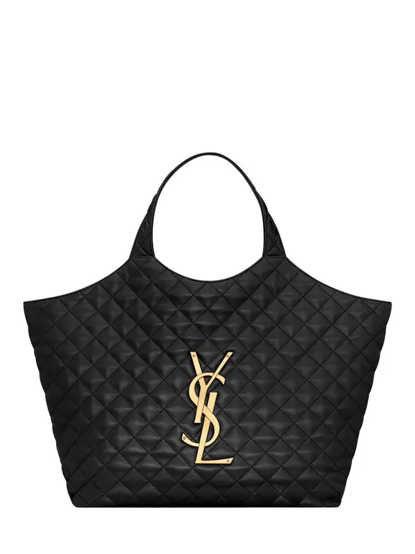 Saint Laurent Icare Maxi Shopping Bag In Quilted Lambskin - Black