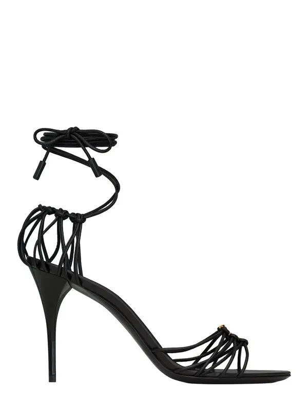 Saint Laurent Babylone Stiletto Sandals In Smooth Leather - Black