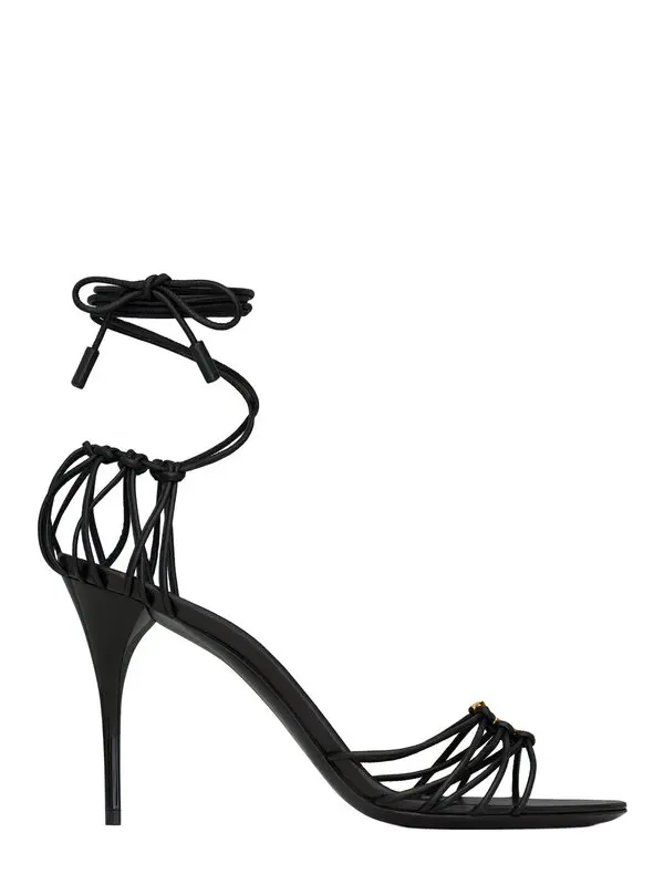 Saint Laurent Babylone Stiletto Sandals In Smooth Leather - Black