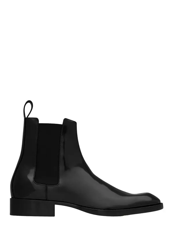 Saint Laurent Vadim Chelsea Boots In Glazed Leather - Black