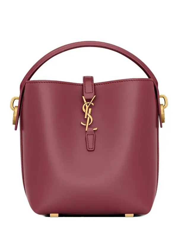 Saint Laurent Le 37 Mini Shiny Leather Bucket Bag - Rouge Merlot
