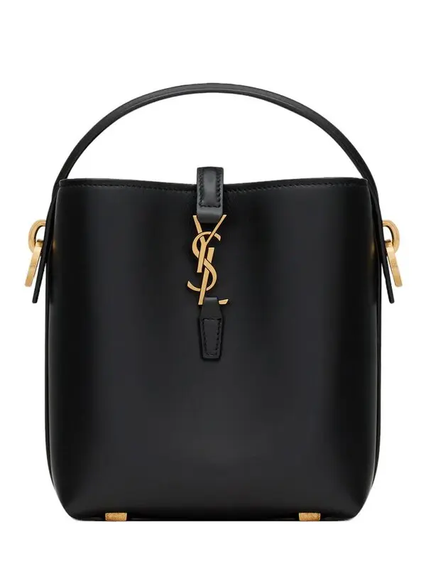 Saint Laurent Le 37 Mini Bucket Bag In Shiny Leather - Black