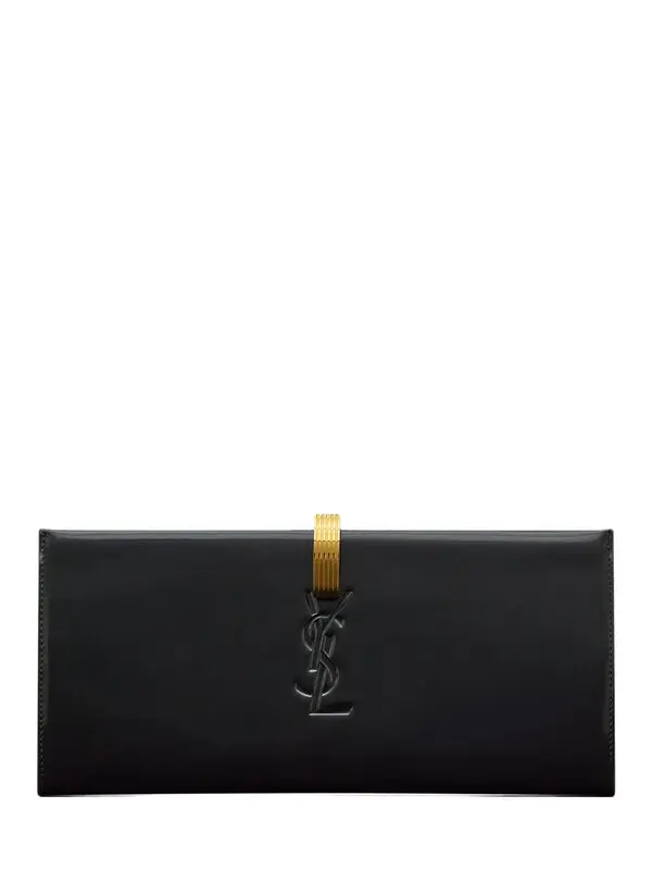Saint Laurent Minaudière In Brushed Leather - Black