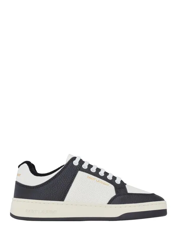 Saint Laurent Perforated Leather Low-top Sneakers - Black & White