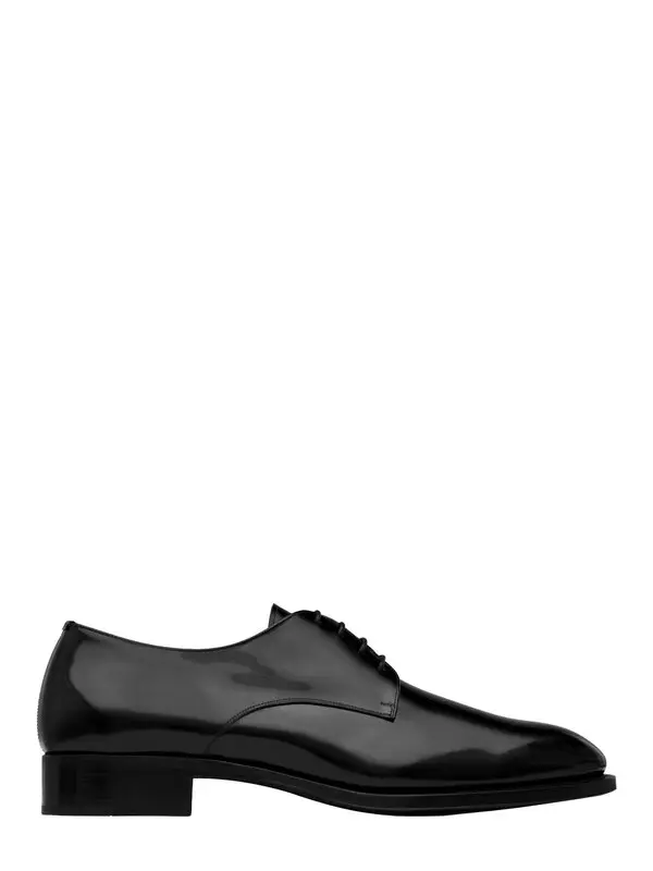 Saint Laurent Adrien Derbies In Glazed Leather - Black