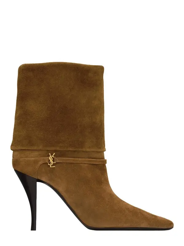 Saint Laurent Niki Ankle Boots In Suede - Land