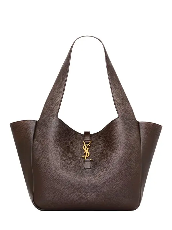 Saint Laurent Le 5 À 7 Bea Grained Leather Tote - Dark Brown