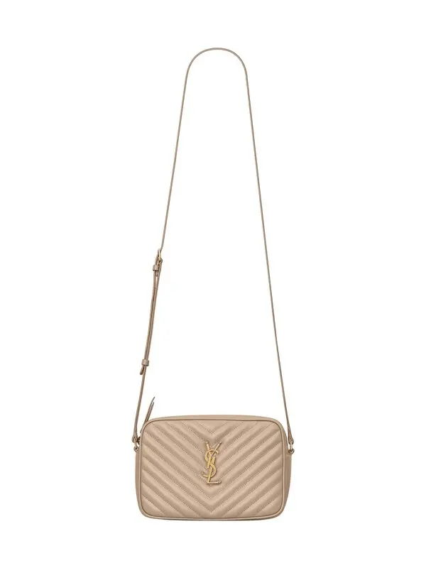 Saint Laurent Lou Camera Bag In Quilted Leather - Dark Beige