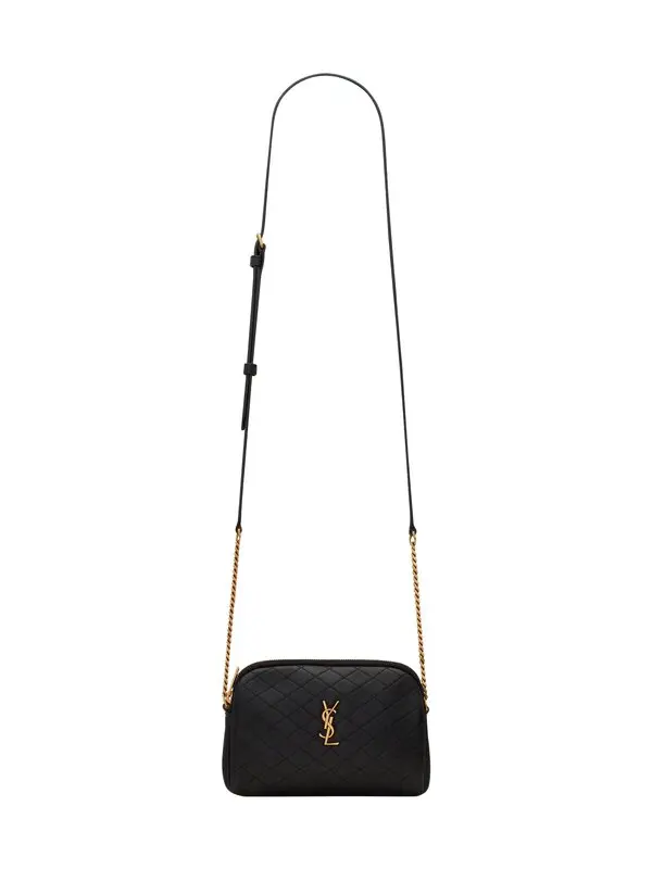 Saint Laurent Gaby Zippered Pouch In Lambskin - Black