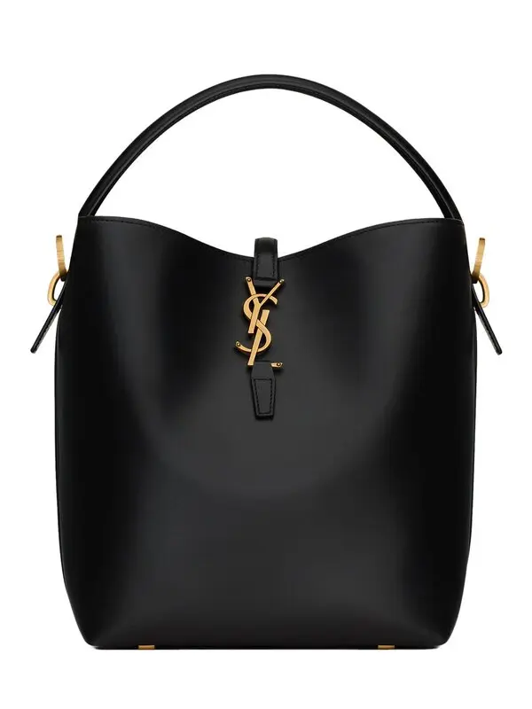 Saint Laurent Le 37 Bucket Bag In Shiny Leather - Black