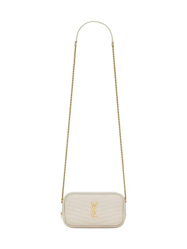 Saint Laurent Mini Lou Camera Bag In Quilted Leather - Blanc Vintage