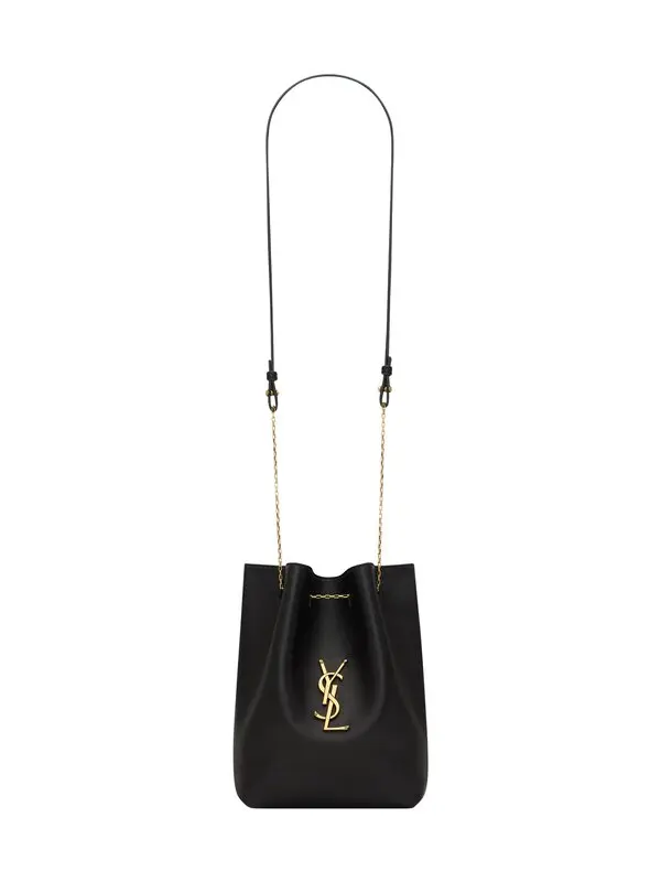 Saint Laurent Pochette In Lambskin With Cassandre Logo - Black