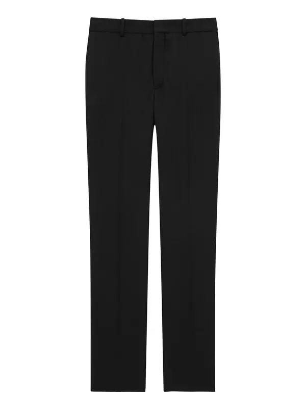 Saint Laurent Wool Gabardine Slim-fit High-waisted Pants - Black