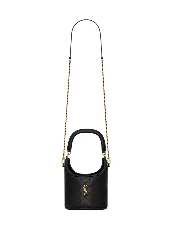 Saint Laurent Gaby Bucket Bag In Lambskin - Black