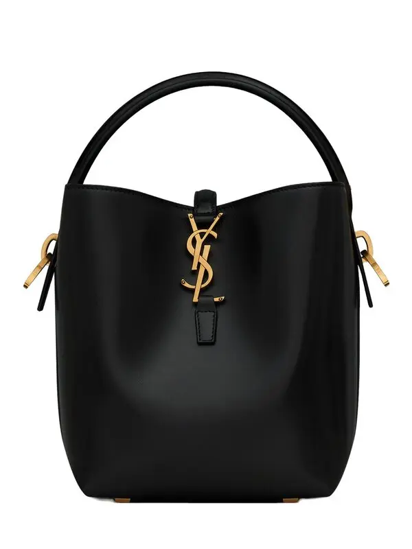 Saint Laurent Le 37 Small Shiny Leather Bucket Bag - Black