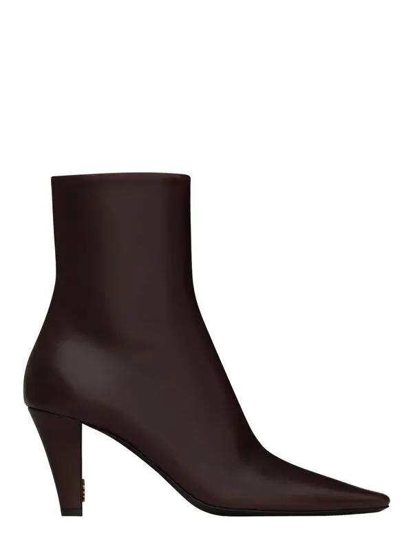 Saint Laurent Jill Ankle Boots In Smooth Leather - Marron Glace