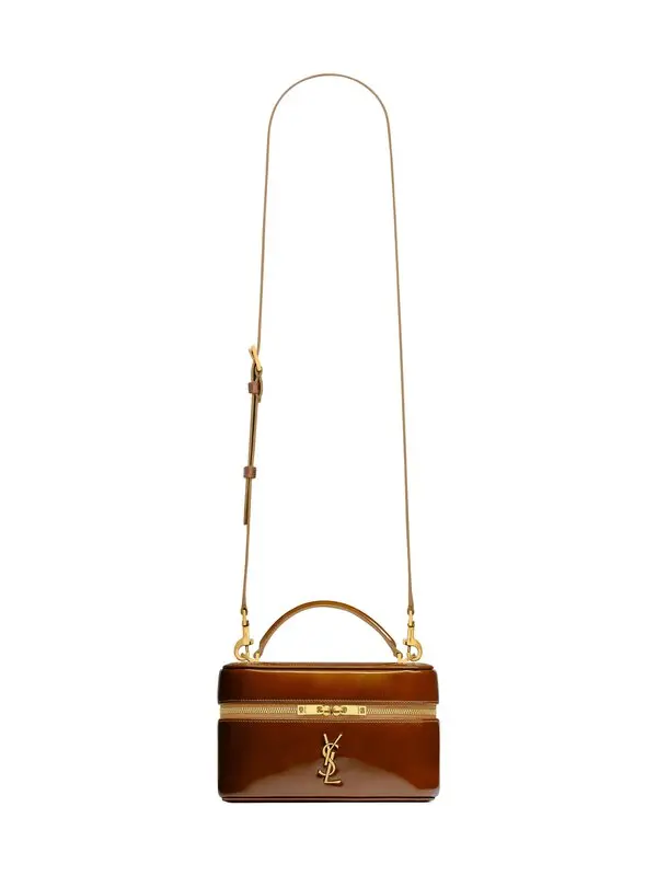 Saint Laurent Gaby Vanity In Patent Leather - Chataigne