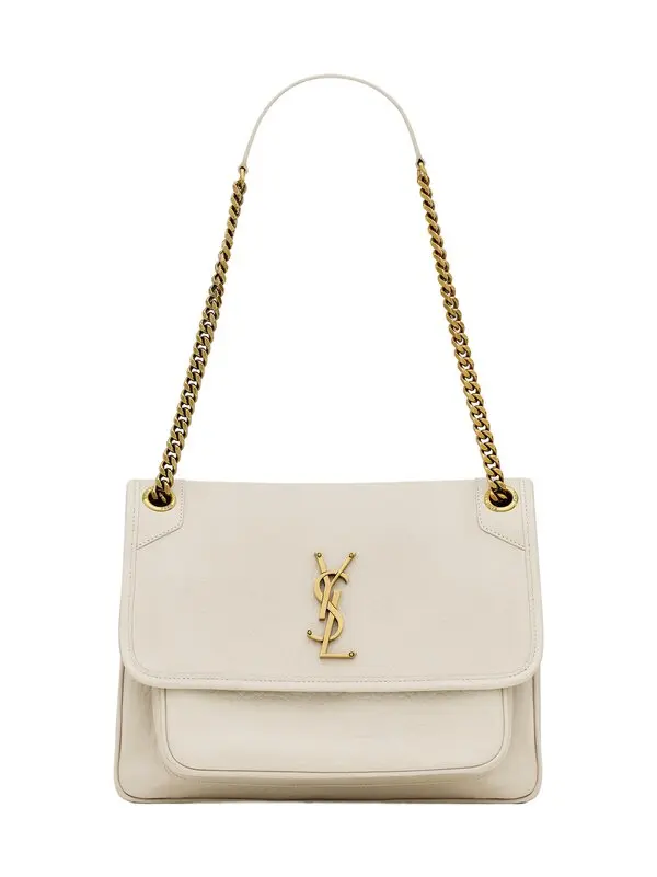 Saint Laurent Niki Medium Grained Lambskin Shoulder Bag - White