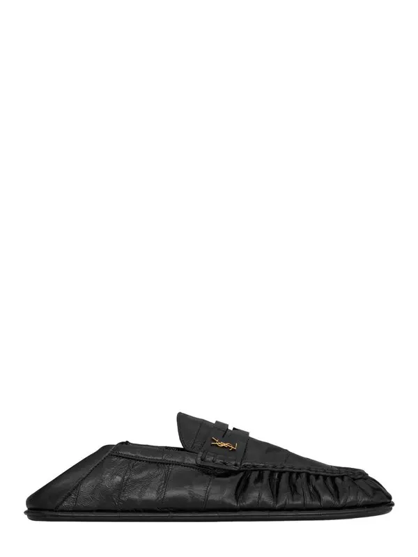 Saint Laurent Le Loafer Foldable In Eel - Black
